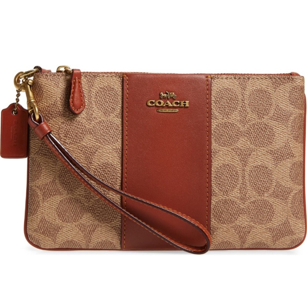 Coach Small Signature Canvas & Leather Top Zip Wristl… - Gem